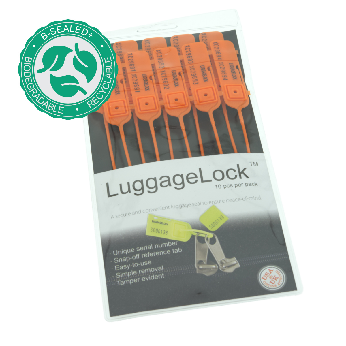 LuggageLock™ BIO+ Orange @ Security Seals Online by B-Sealed